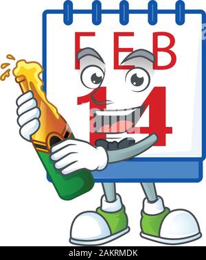 Cartoon colored february 14 calendar icon in comic style. Calendar ...
