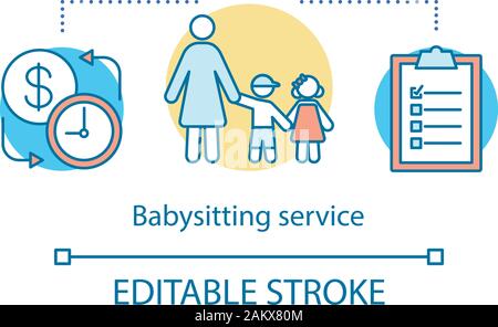 babysitter line icon, outline symbol, vector illustration, concept sign ...