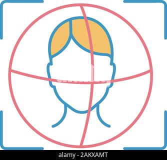 Person scanning, face verification, 360 degrees view line icon Stock ...
