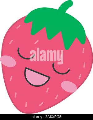 Laughing strawberry cartoon character style vector illustration Stock ...