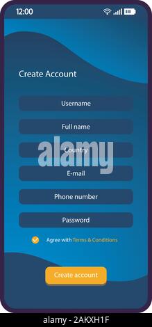 Create account smartphone interface vector template. Mobile login page ...