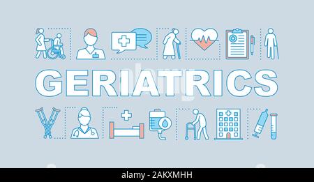 Geriatrics concept icon. Assisted living, nursing home idea thin line ...