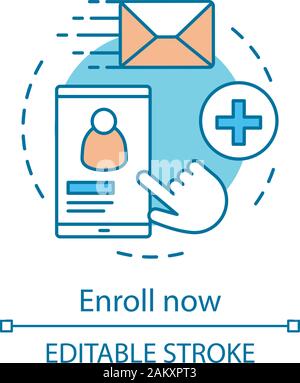 Enroll now concept icon. Enrollment. New user registration idea thin ...
