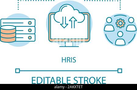 HRIS concept icon. HR software idea thin line illustration. Human ...