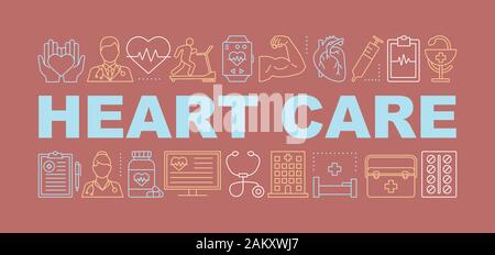 Cardiology web banner. Infographics with linear icons on white ...