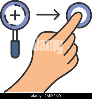 Zoom in gesture icon in cartoon,black style isolated on white ...