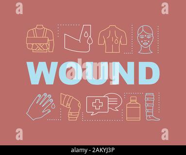 Trauma bandaging, wound first aid, vector characters. Accident injury ...