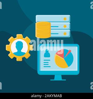 HRIS concept icon. HR software idea thin line illustration. Human ...