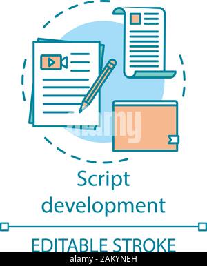 Script writing concept icon. Screenwriting, scriptwriting. Copywriting ...