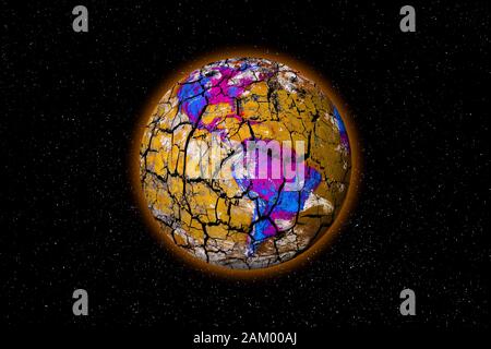 Destruction of planet earth - globe with cracks as global collapse ...
