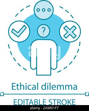 Ethical dilemma concept icon. Moral problem solving idea thin line ...