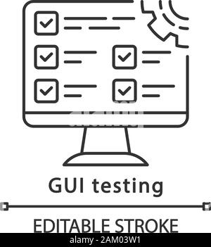 GUI linear icon. Graphical user interface. Graphical desktop environment. Computer monitor. Thin ...