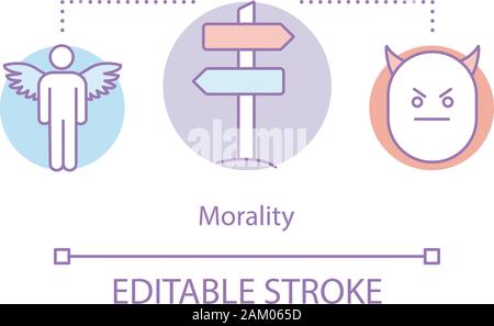 Ethical dilemma concept icon. Moral problem solving idea thin line ...