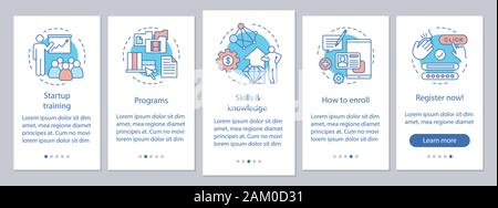 Startup education onboarding mobile app page screen with linear ...