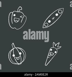 Onion cute kawaii chalk character. Happy vegetable with smiling baby ...