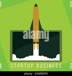 Startup poster with a rocket - Vector illustration design Stock Vector ...