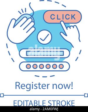 Register now concept icon. Login. Authorization. Sign up. One click ...