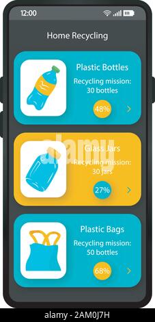 Home recycling app smartphone interface vector template. Mobile waste ...