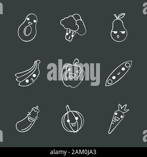 Onion cute kawaii chalk character. Happy vegetable with smiling baby ...