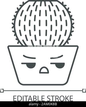Barrel cactus cute kawaii linear character. Cactus with smiling face ...