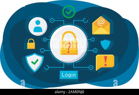 Infographic Authentication icons vector illustration. 5 colored steps ...