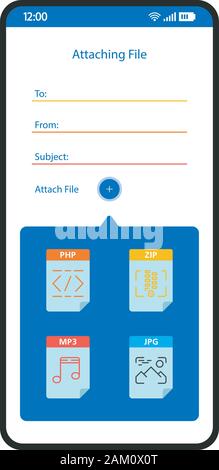 Email sending smartphone interface vector template. Mobile app page ...