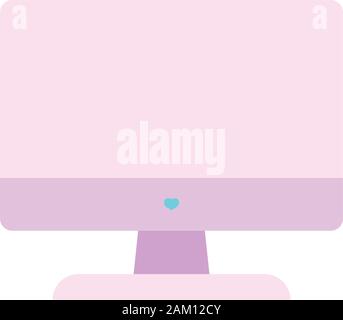 cute computer monitor screeen technology on white background vector ...