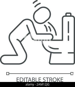 Nausea linear icon. Thin line illustration. Allergy, food poisoning ...