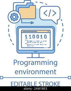 Programming environment, coding language concept icon. Software engineering, app development ...