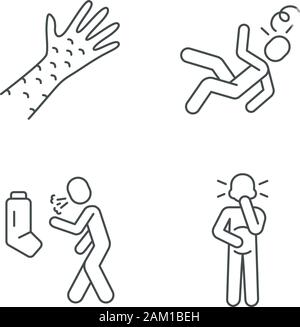 Allergy, symptoms and treatment line icons set vector illustration ...