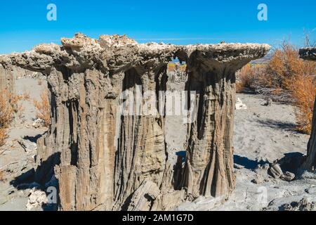 Sand Tufa towers, formed when spring water percolated upward through ...