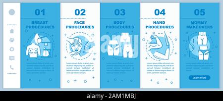 Plastic surgery center procedures onboarding mobile app page screen ...