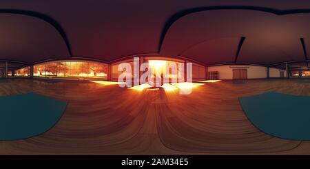 VR 360 Young Woman Doing Triangle Pose in Yoga Studio 3D Illustration ...