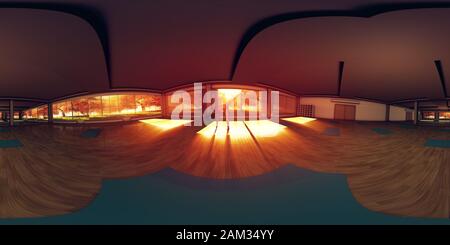 VR 360 Young Woman Doing Triangle Pose in Yoga Studio 3D Illustration ...