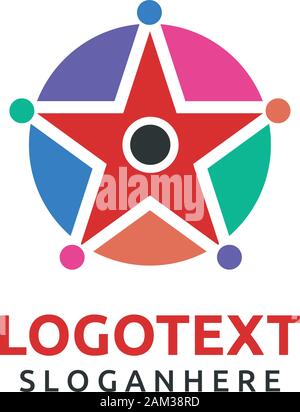 Social star Logo design vector template. Five men holding hands ...