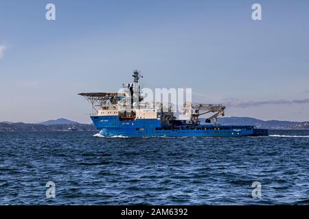 Offshore subsea IMR and survey vessel Deep Vision. At Byfjorden ...