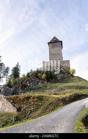 The Kasperk castle in sunny day, National Park Sumava. Kasperk castle ...
