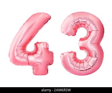 Number 43 forty three made of golden inflatable balloons isolated on ...