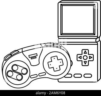 control game with video game handle nineties style Stock Vector Image ...