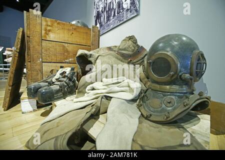 An old standard diving dress (also known as hard-hat or copper hat ...
