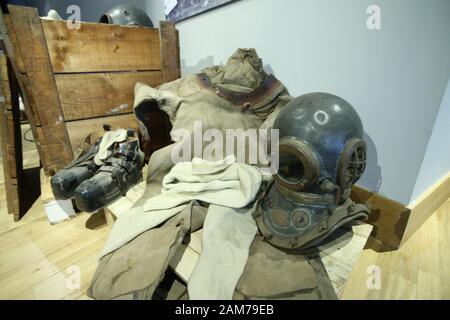 An old standard diving dress (also known as hard-hat or copper hat ...