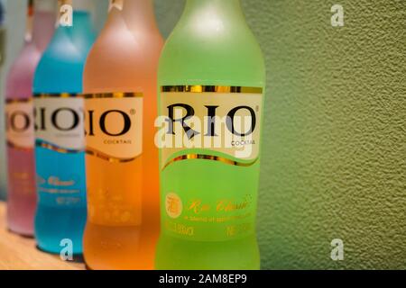 Zhuhai, China, November, 2018. Rio Cocktails of different flavors on ...