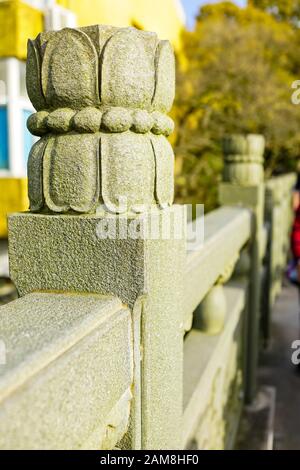 Zhejiang, China, November, 2018. View of Pantuo Rock. Mount Putuo is an ...