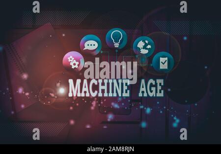 Handwriting text Machine Age. Conceptual photo period of development of ...
