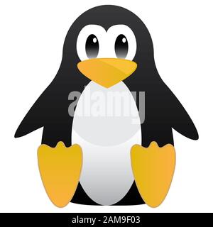 Abstract cute angry cartoon pinguin isolated on a blue background ...