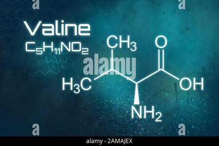 Chemical formula of Valine on a futuristic background Stock Photo - Alamy