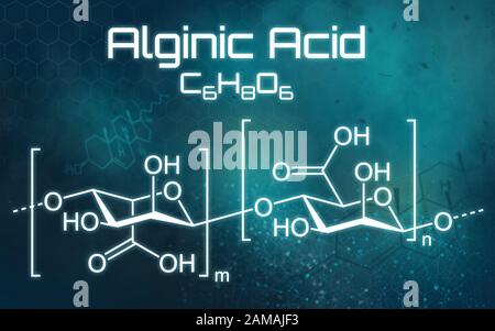 Chemical formula of Alginic acid on a futuristic background Stock Photo ...