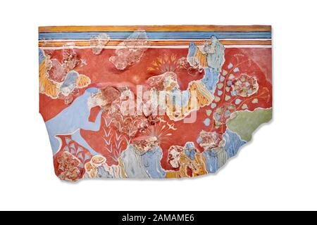 Minoan 'Blue Monkey' wall art fresco from the 'House of Frescoes ...