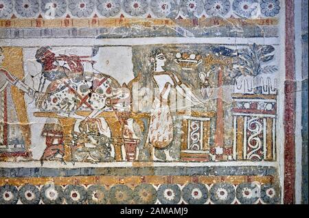 The painted Minoan Hagia Triada Sarcophagus 1370-1300 BC. Heraklion ...