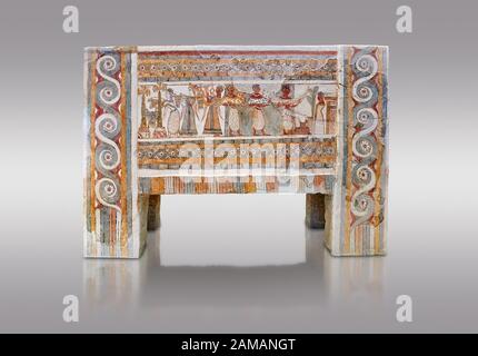 The painted Minoan Hagia Triada Sarcophagus 1370-1300 BC. Heraklion ...